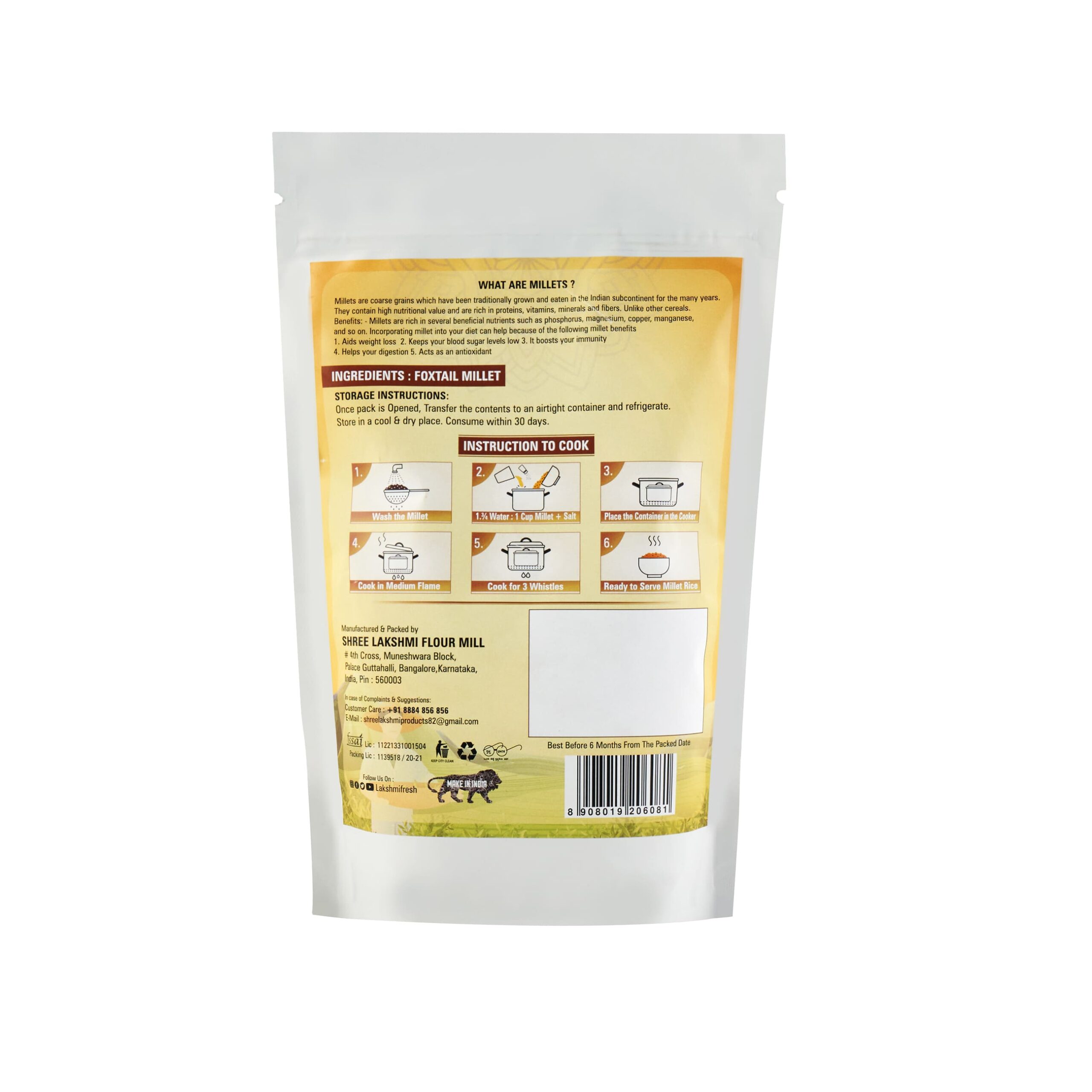 Foxtail Millet |Navane |Natural & Unpolished Positive Millets| Rich in ...